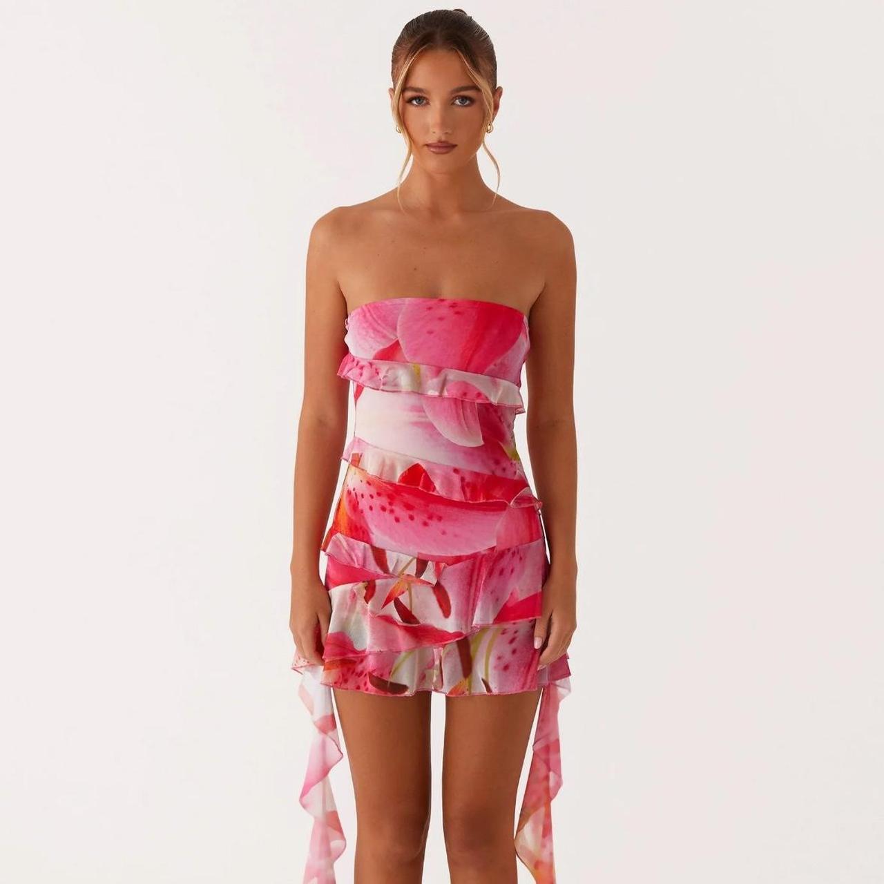 Peppermayo Macey Mini Dress- White Pink Lilly Size... | Depop