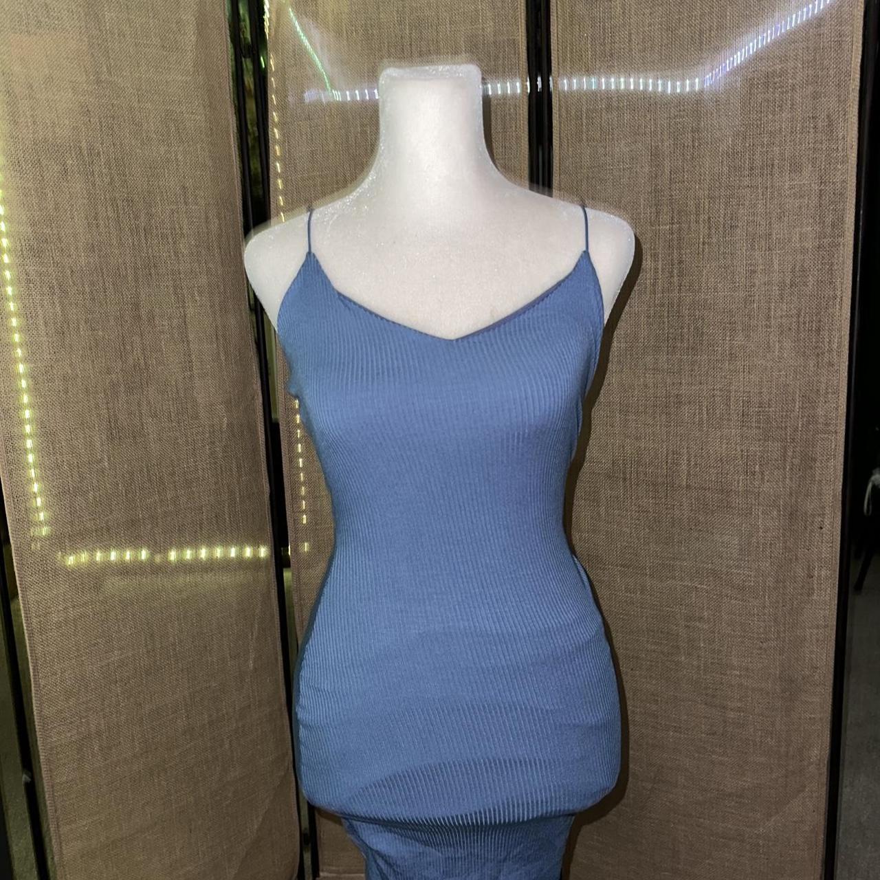 blue skim dress, size small, fits curves, a little... - Depop