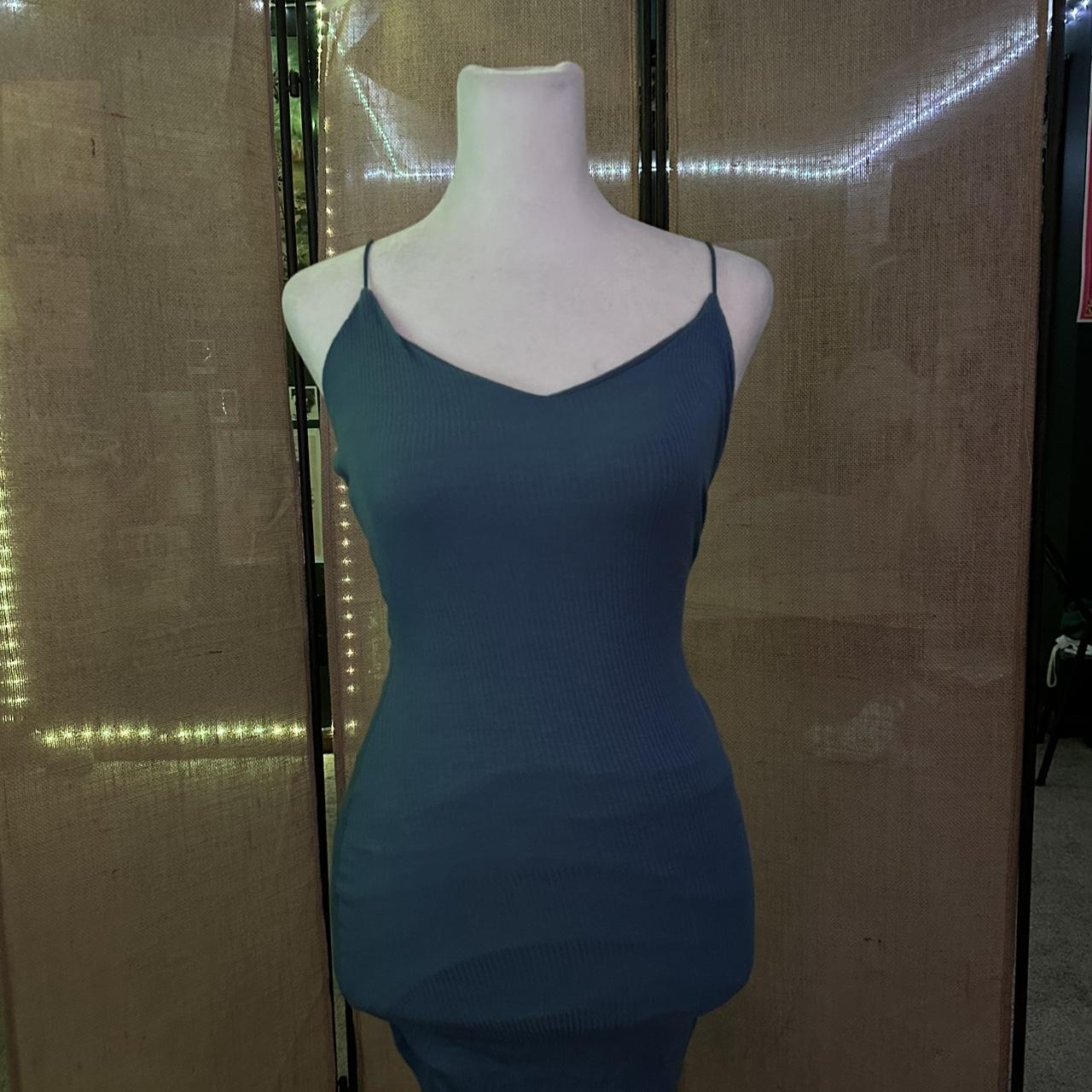 blue skim dress, size small, fits curves, a little... - Depop