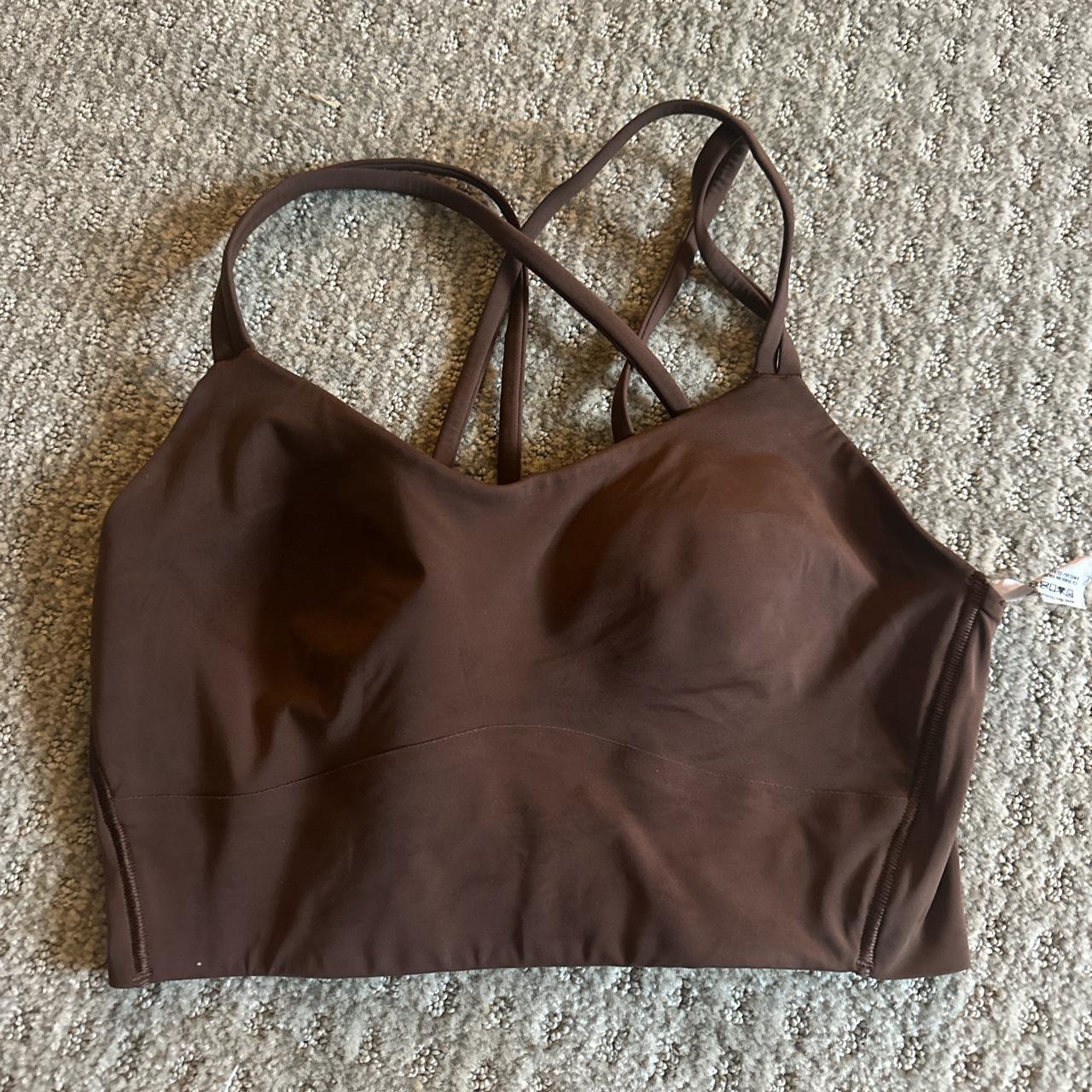 LULU BROWN BRA -worn once -tighter fit -inside... - Depop