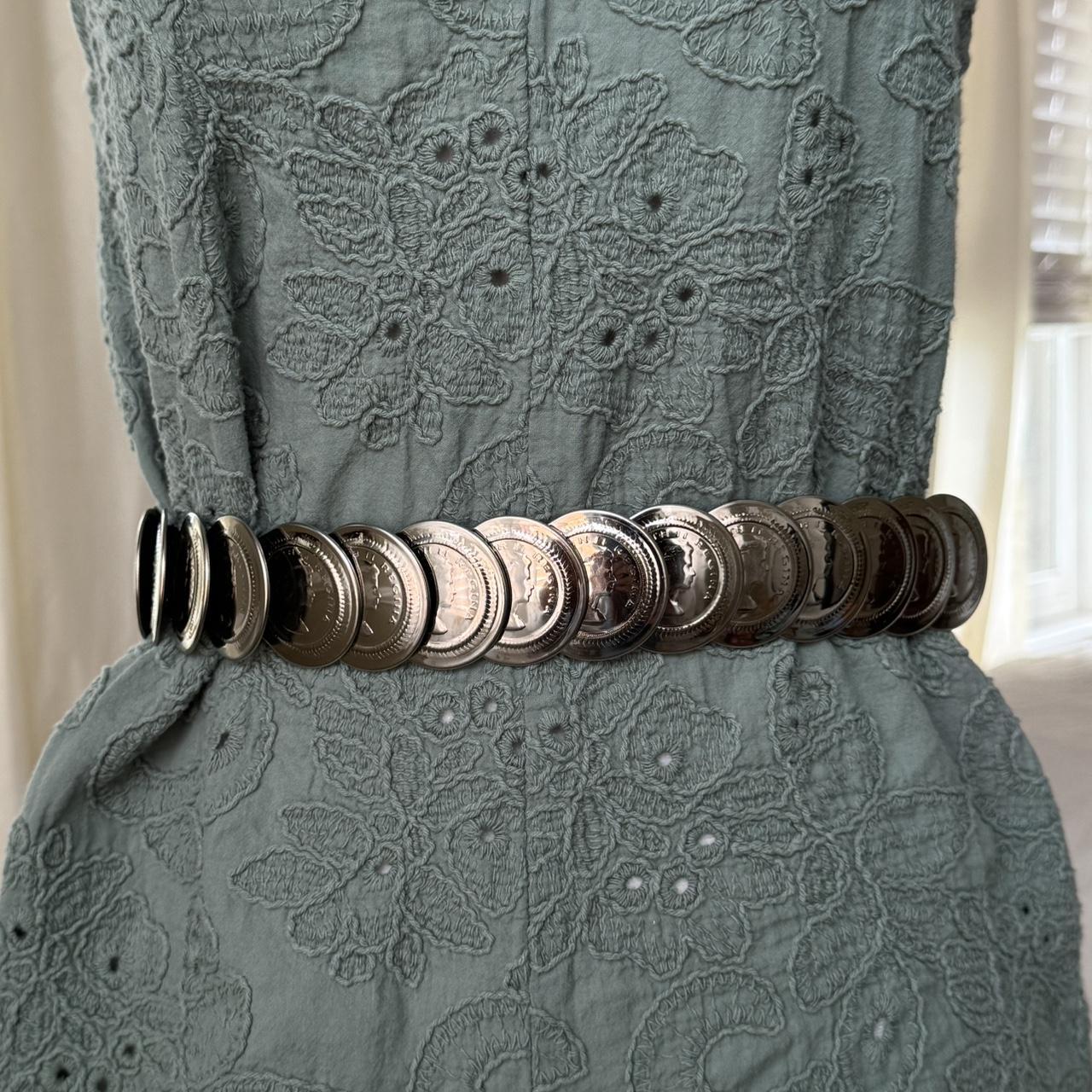 Silver coin stretch belt - Depop