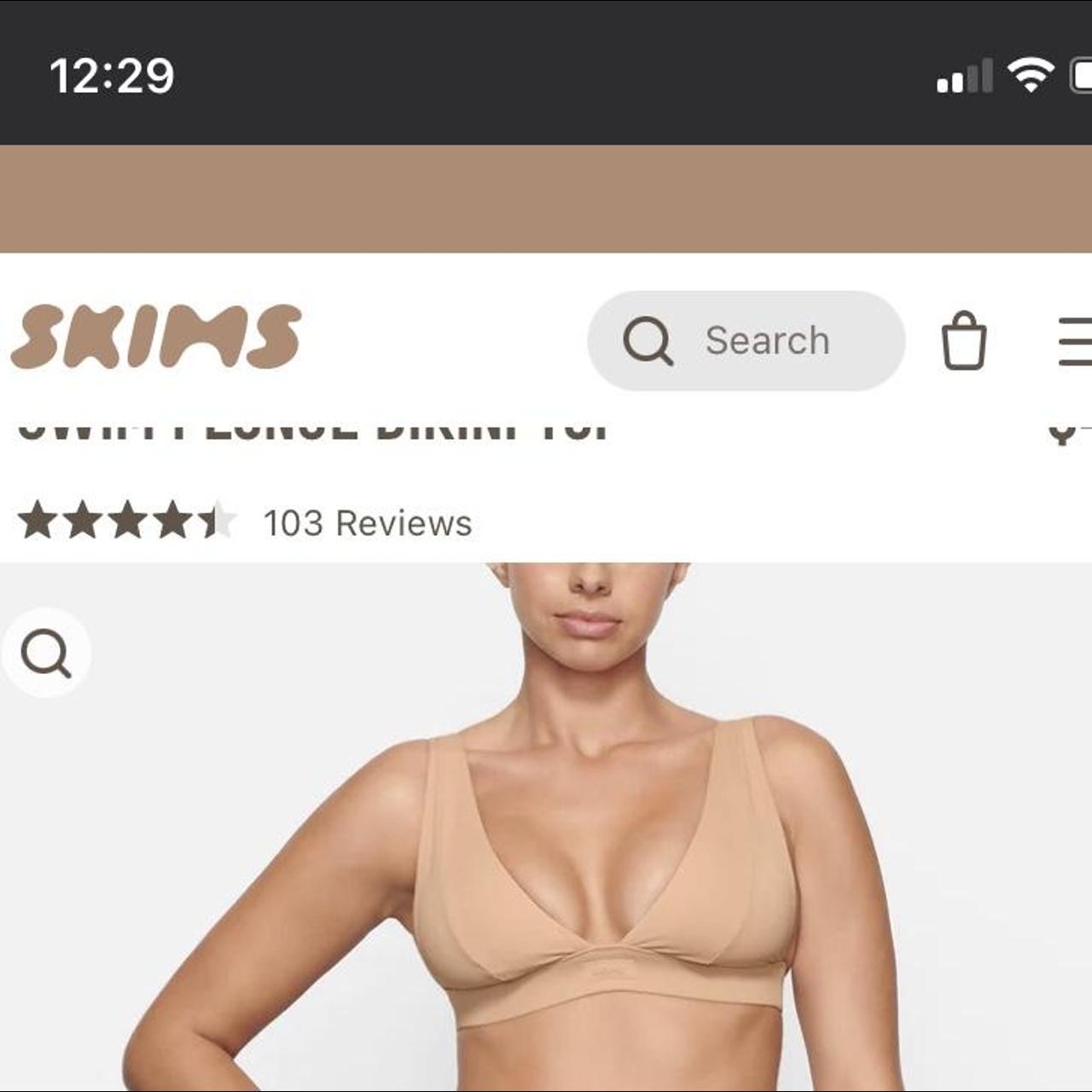 Skims Women's Tan and Cream Bikini-and-tankini-tops | Depop