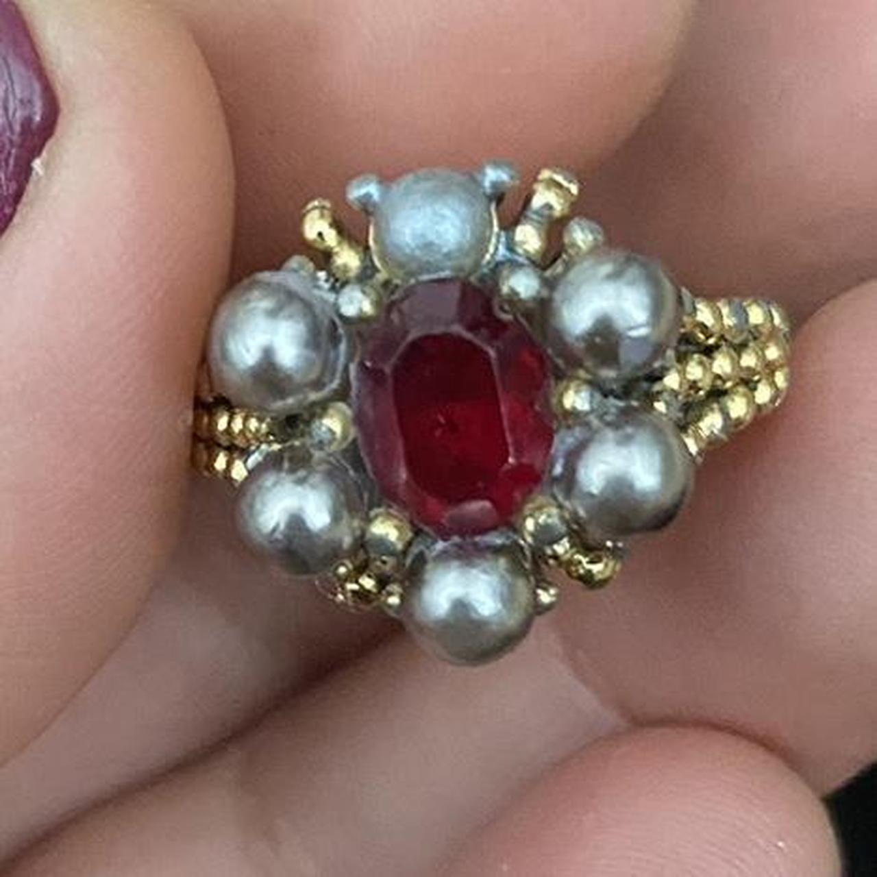 Vintage 1971 Avon faux Ruby an pears adjustable ring... - Depop