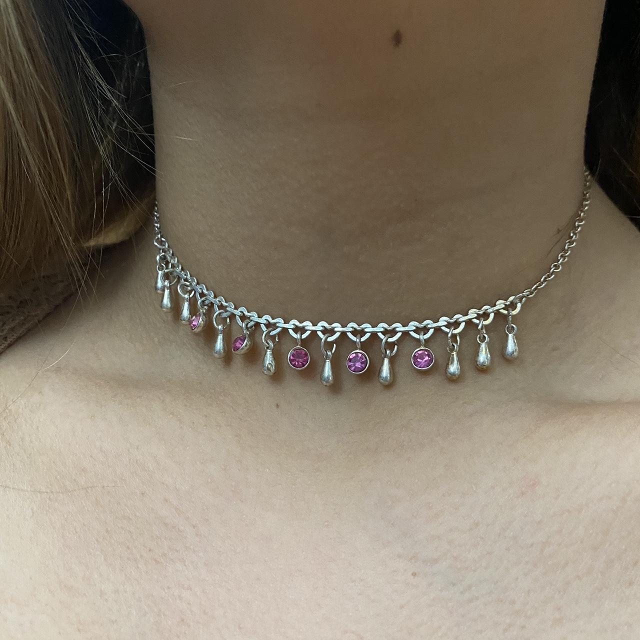 Vintage Y2K Barbiecore choker necklace Adjustable... - Depop