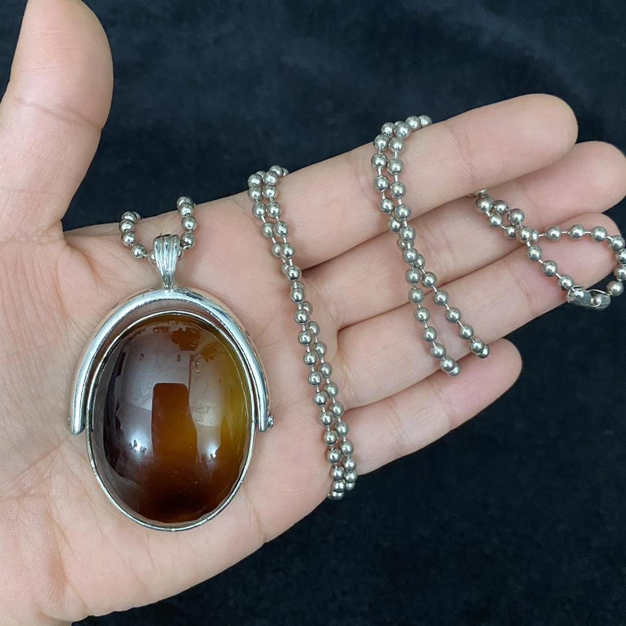 Vintage 1950s CS costume jewelry XL pendent necklace... - Depop