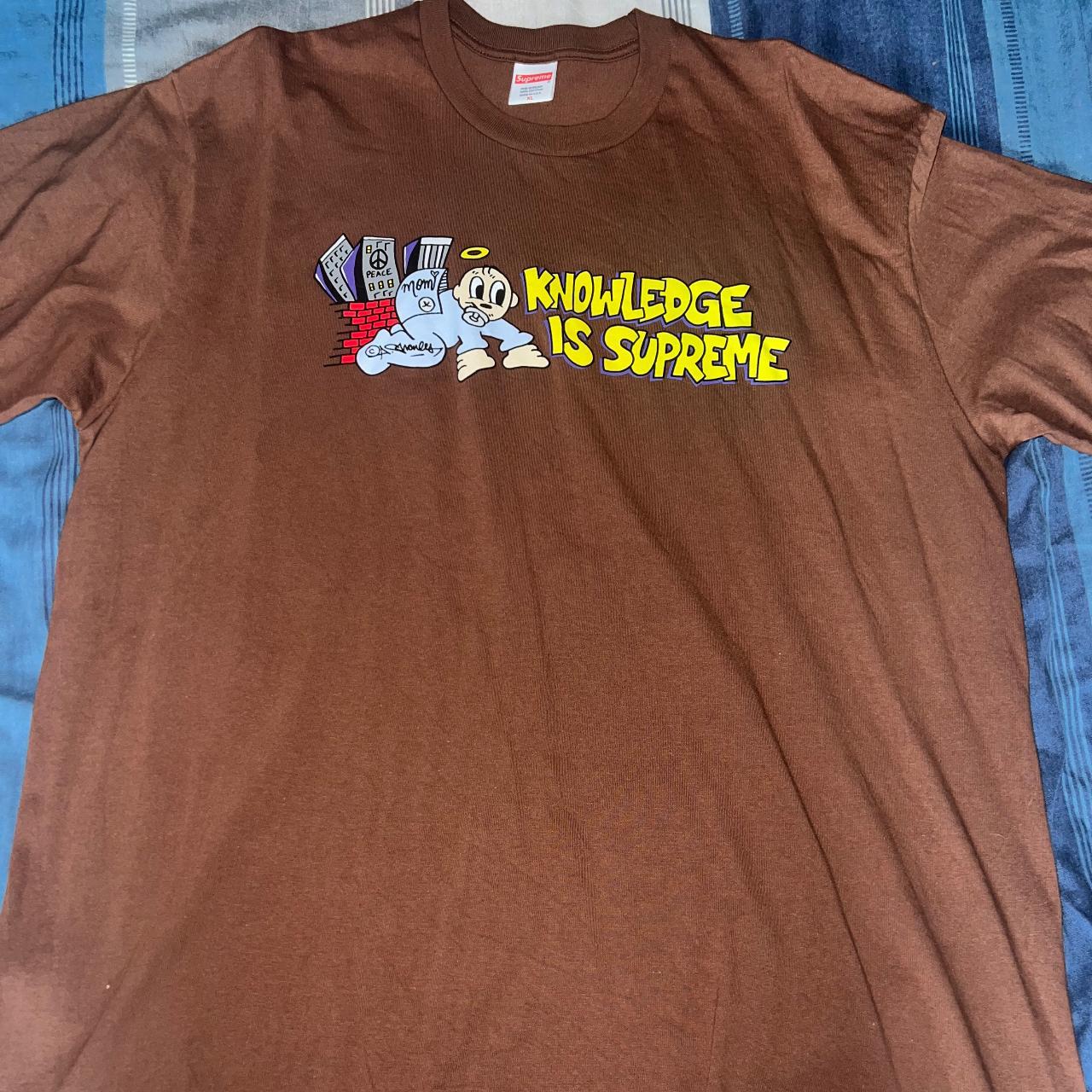 Knowledge is supreme t shirt, brown - Depop