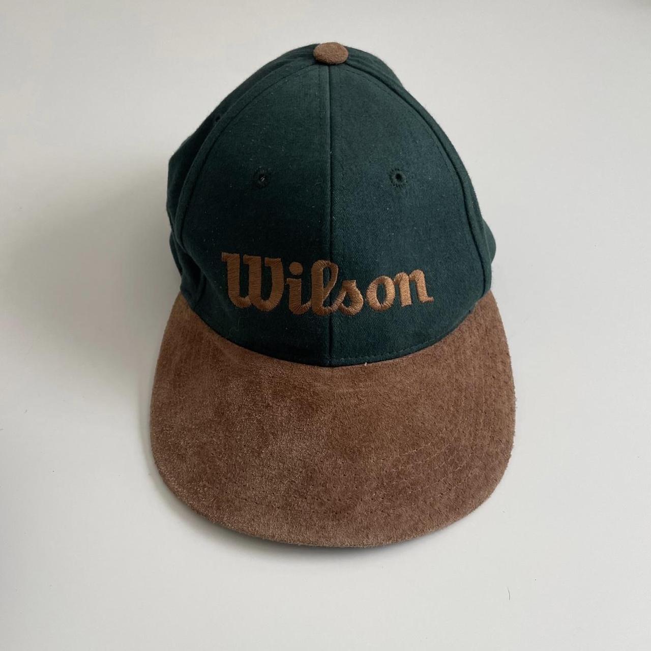 Vintage Wilson Cap in Green with Brown (faux) Suede... - Depop
