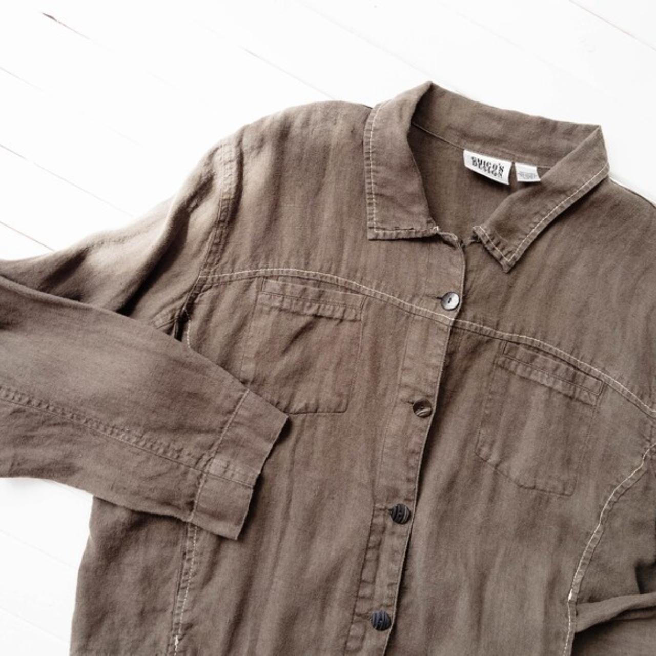 Brown linen shirt | 90s minimal oversized... - Depop