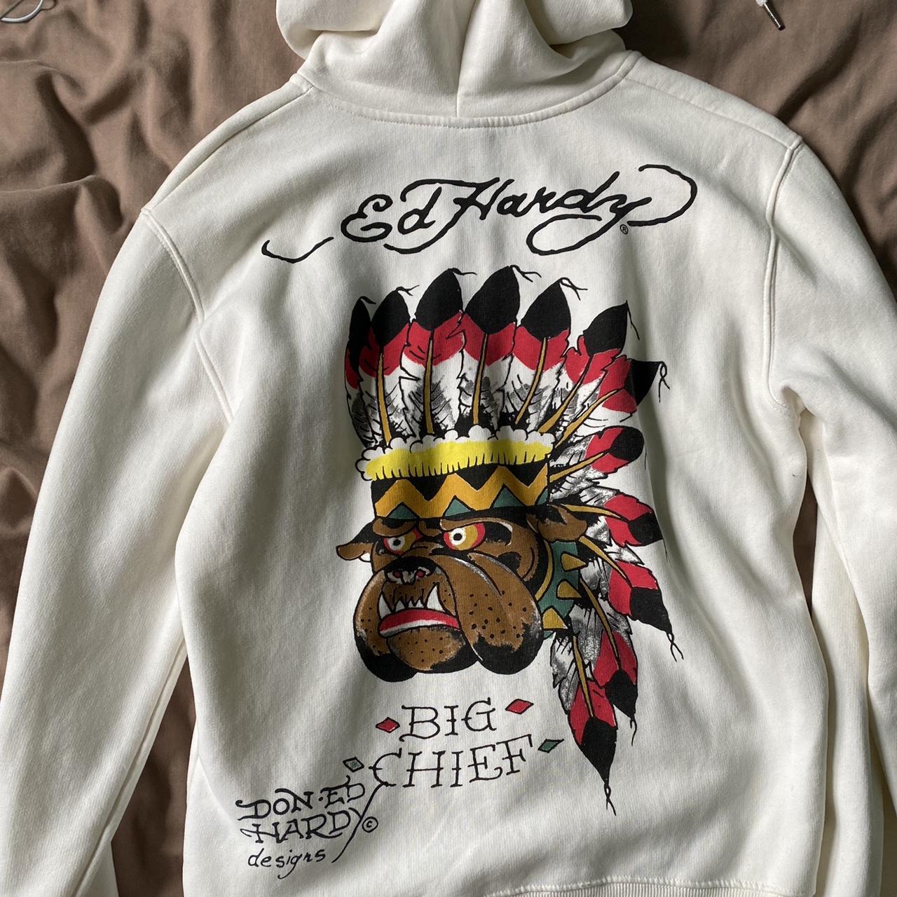‘BIG CHIEF’ cream Ed hardy hoodie. Amazing condition... - Depop