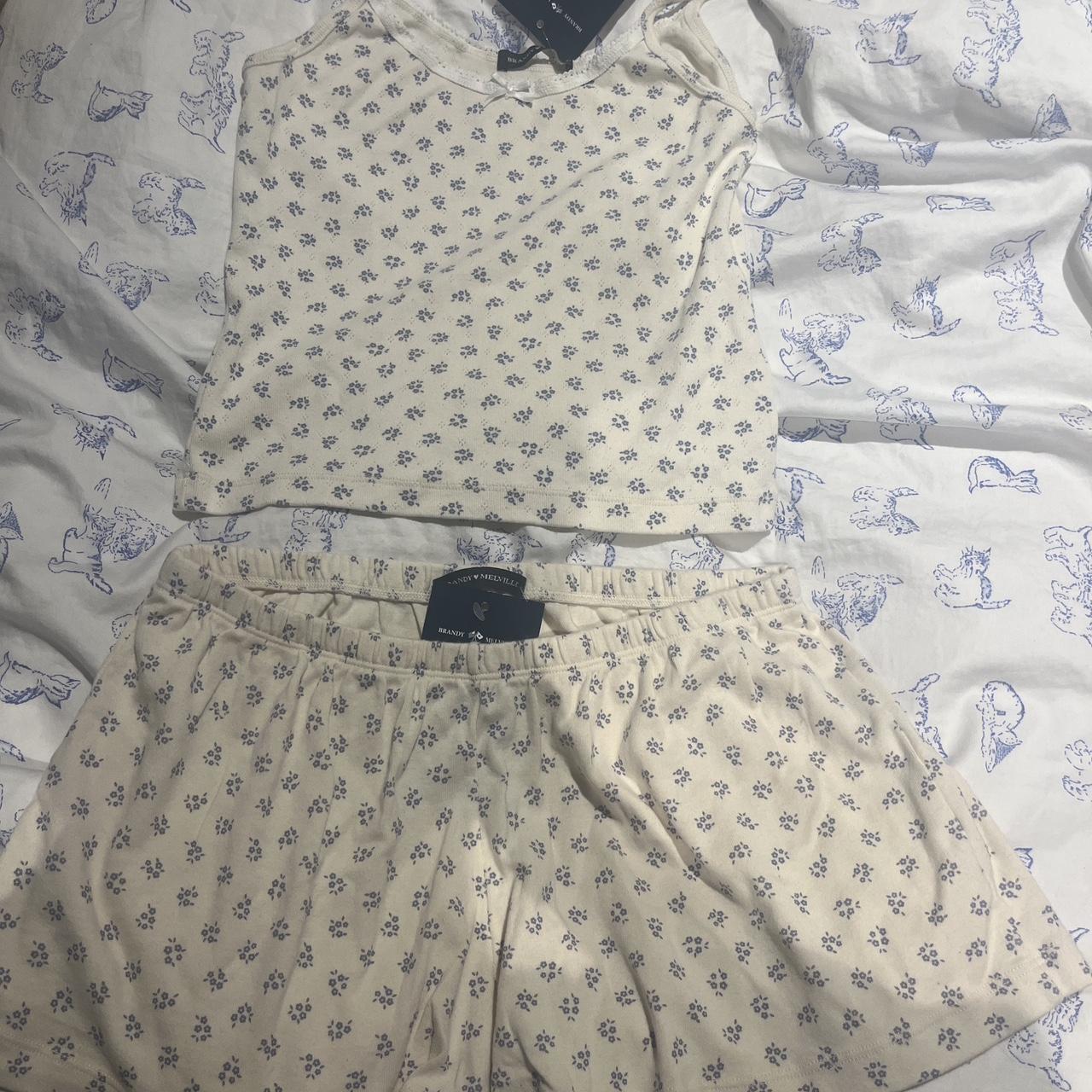 Brandy melville pj set Floral tank and shorts Brand... - Depop