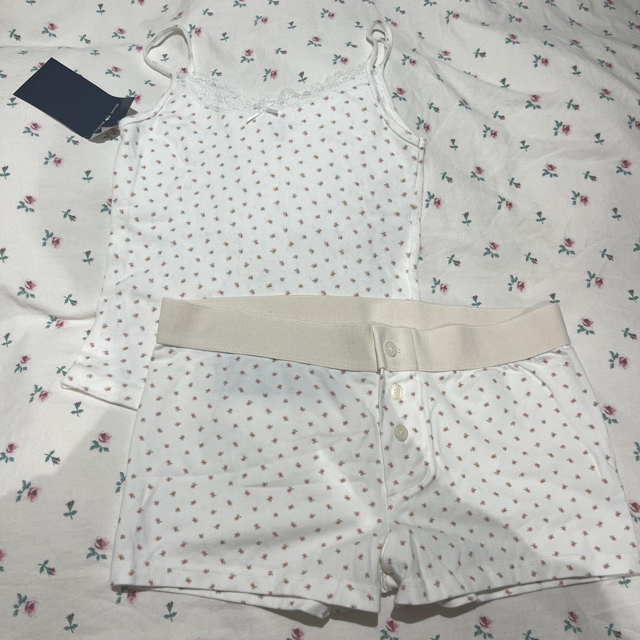 Brandy melville floral pj set Floral lace tank and... - Depop