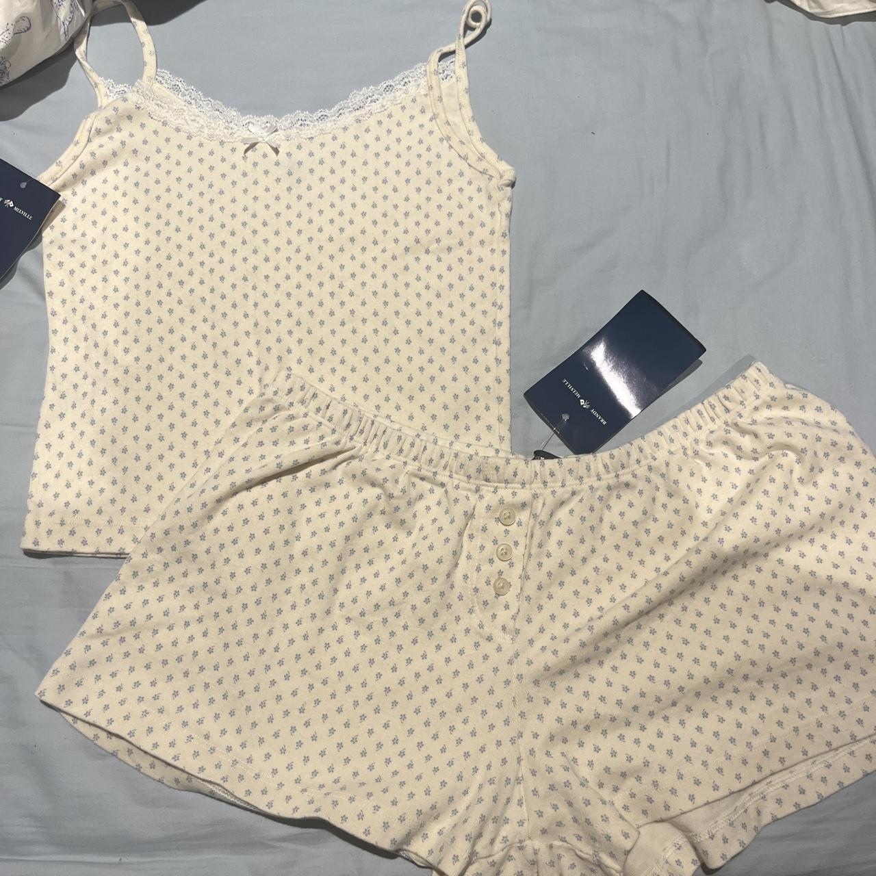 Brandy melville floral set Lace cami and pj... - Depop