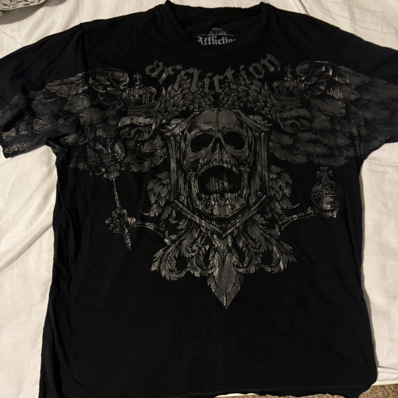 LARGE BLACK AFFLICTION SHIRT! No Damage! No Wear!... - Depop