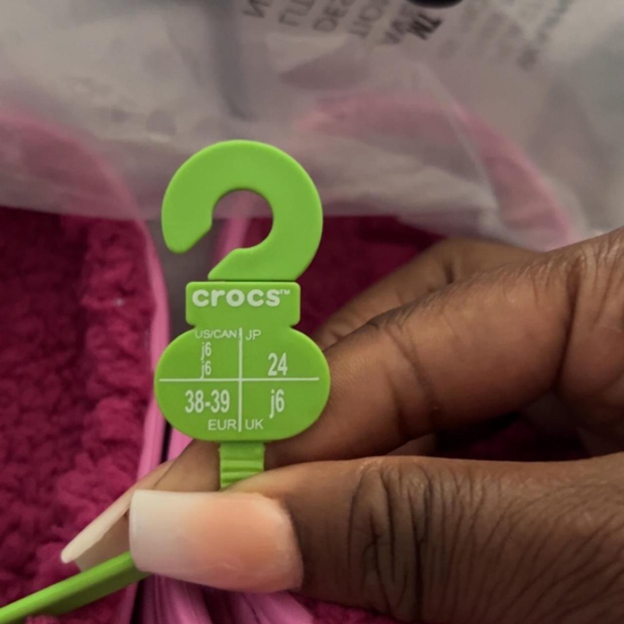 Brand New Pink Lined Crocs Junior size J6 #Crocs - Depop