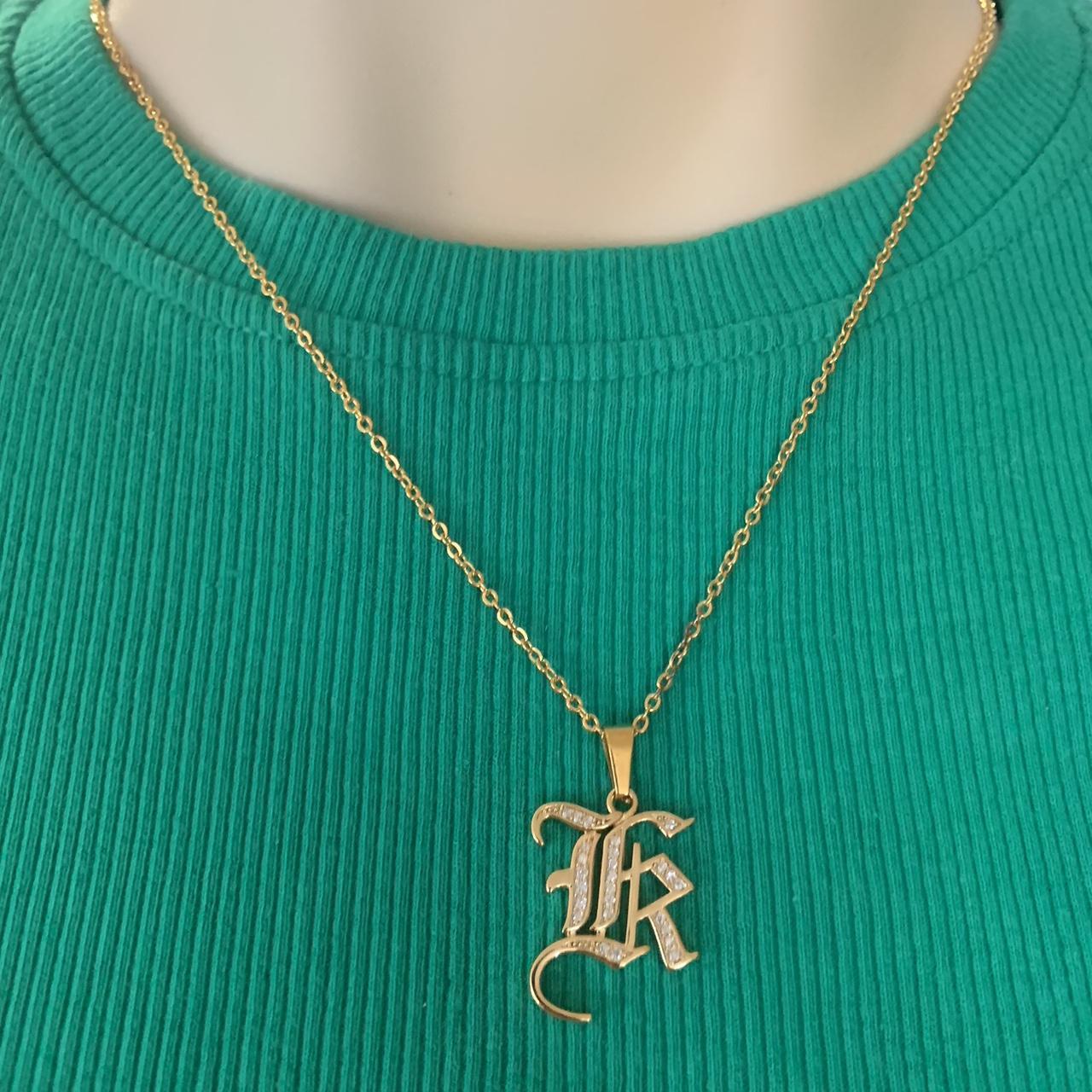 Gothic K letter Chain Necklace. Gold colour Chain... - Depop