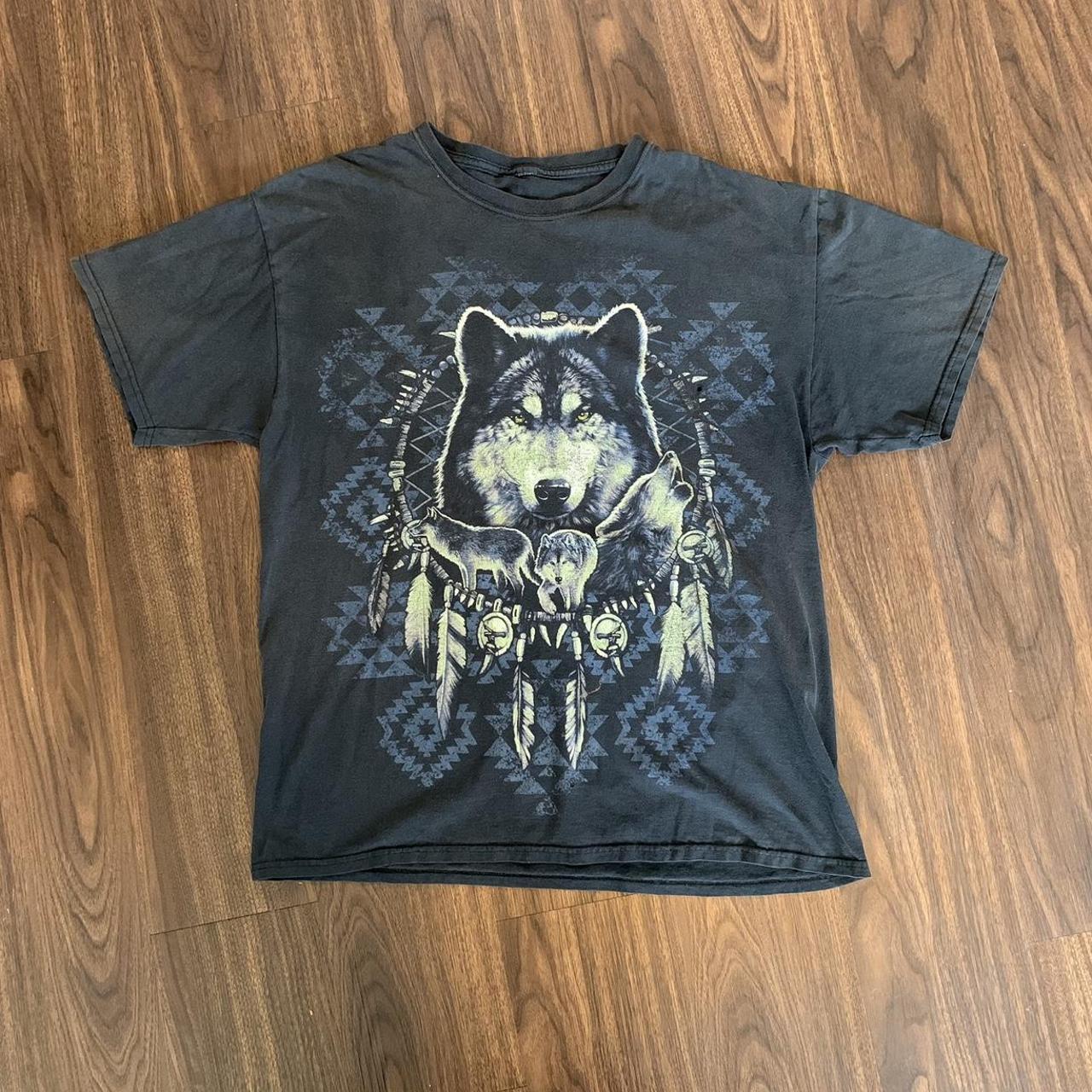 Vintage Wolf graphic tee, fits like Size L. #wolf... - Depop