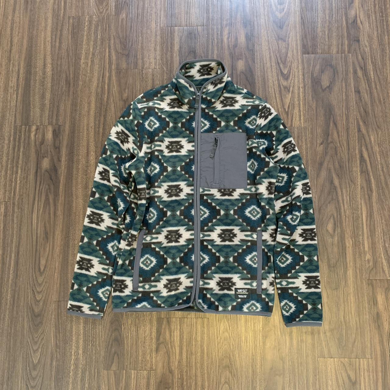 WeSC Unisex Aztec AOP Polar Fleece jacket, Size... - Depop
