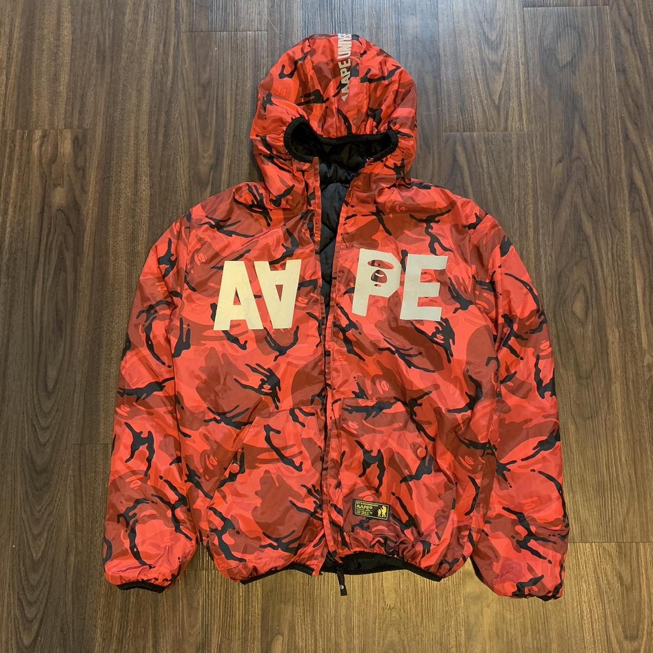 AAPE camo reversible puffer jacket, fits like Size... - Depop