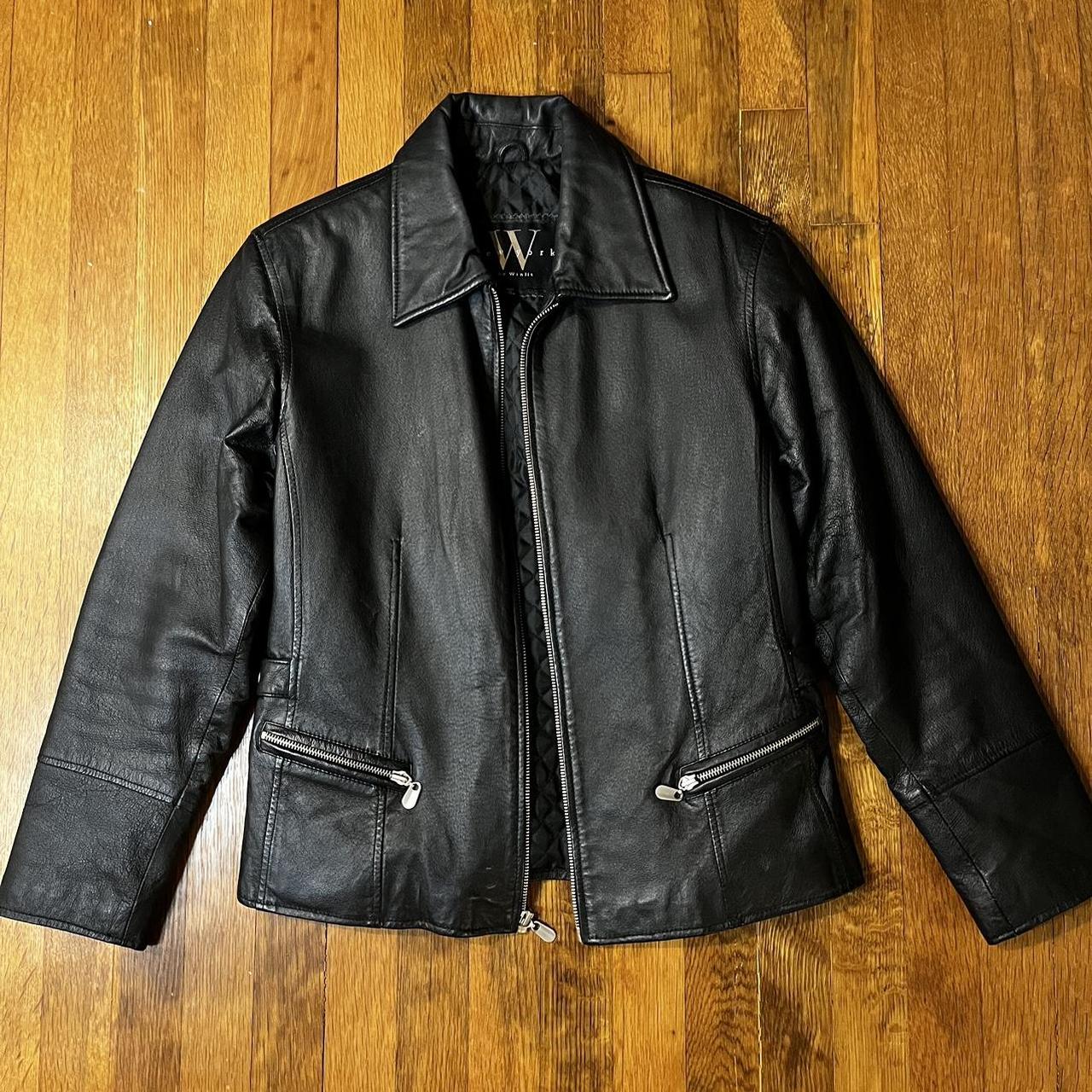 Winlit Black Genuine Leather Jacket Womens size... - Depop