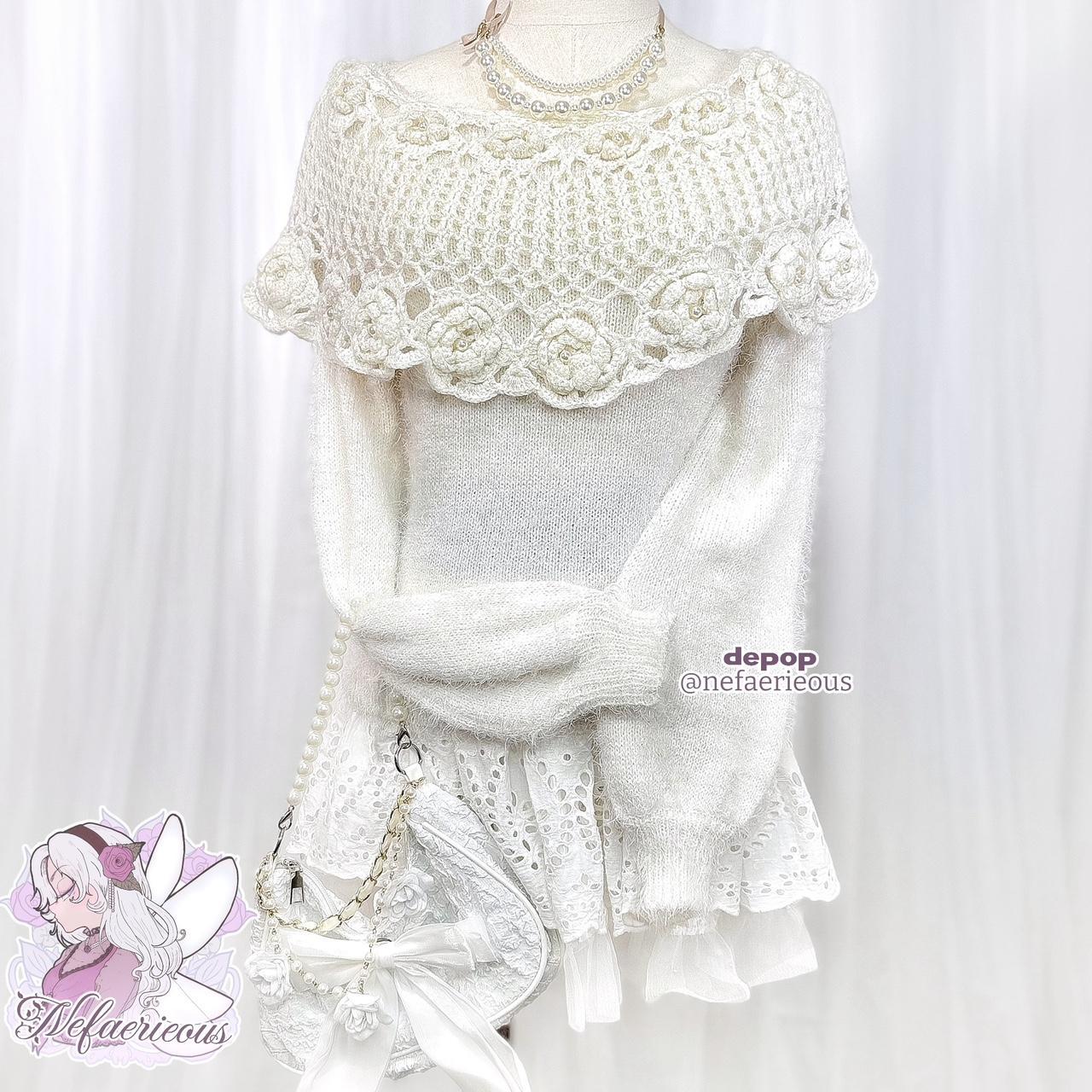 🌹Shaggy Knit Pearl Sweater by Axes Femme Poetique in... - Depop