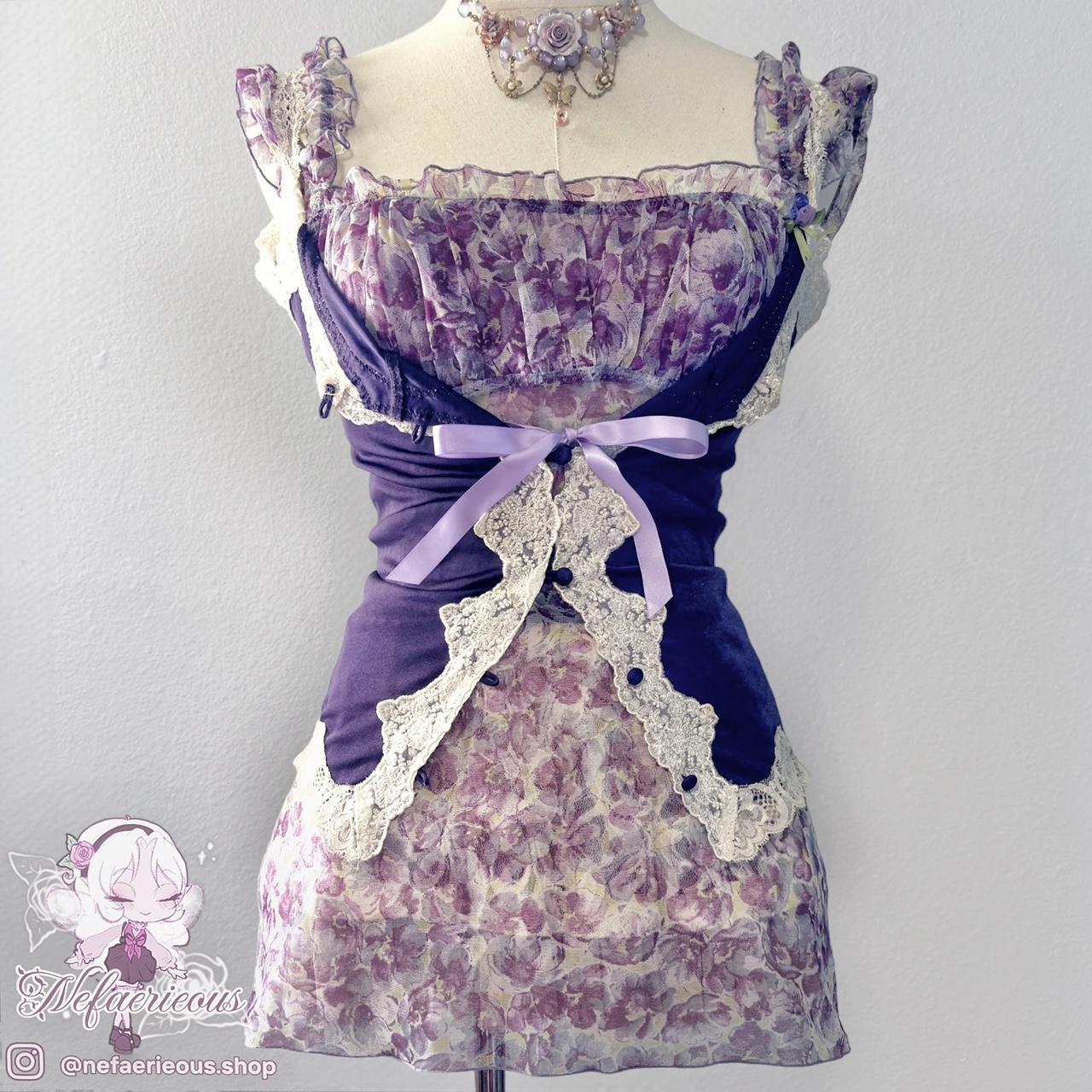 Dolly Rococo Floral Tie-Front Milkmaid Slip Cami... - Depop