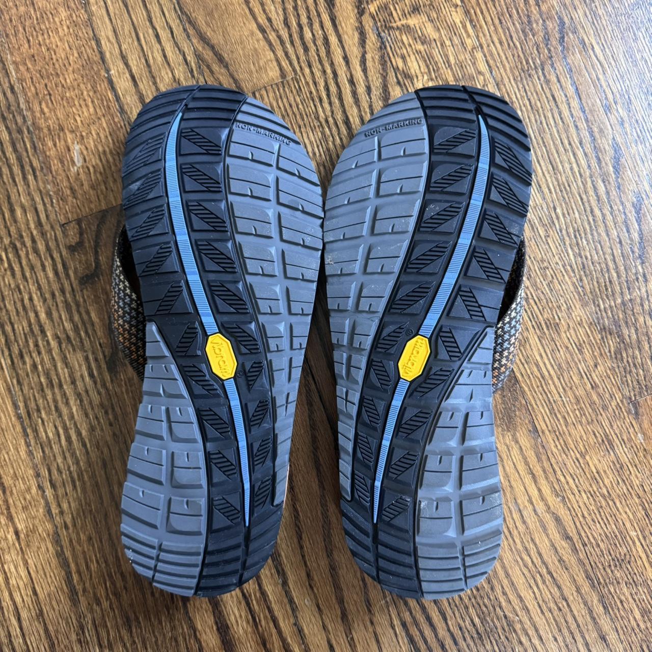 Chaco Sandals with Blue and Orange Straps and Vibram... | Depop