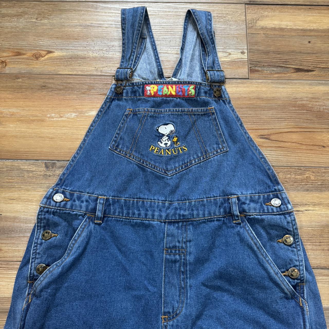 Vintage 90s Peanuts Snoopy Overalls Bibs size adult... | Depop