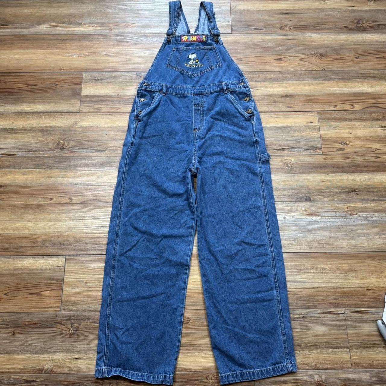 Vintage 90s Peanuts Snoopy Overalls Bibs size adult... | Depop