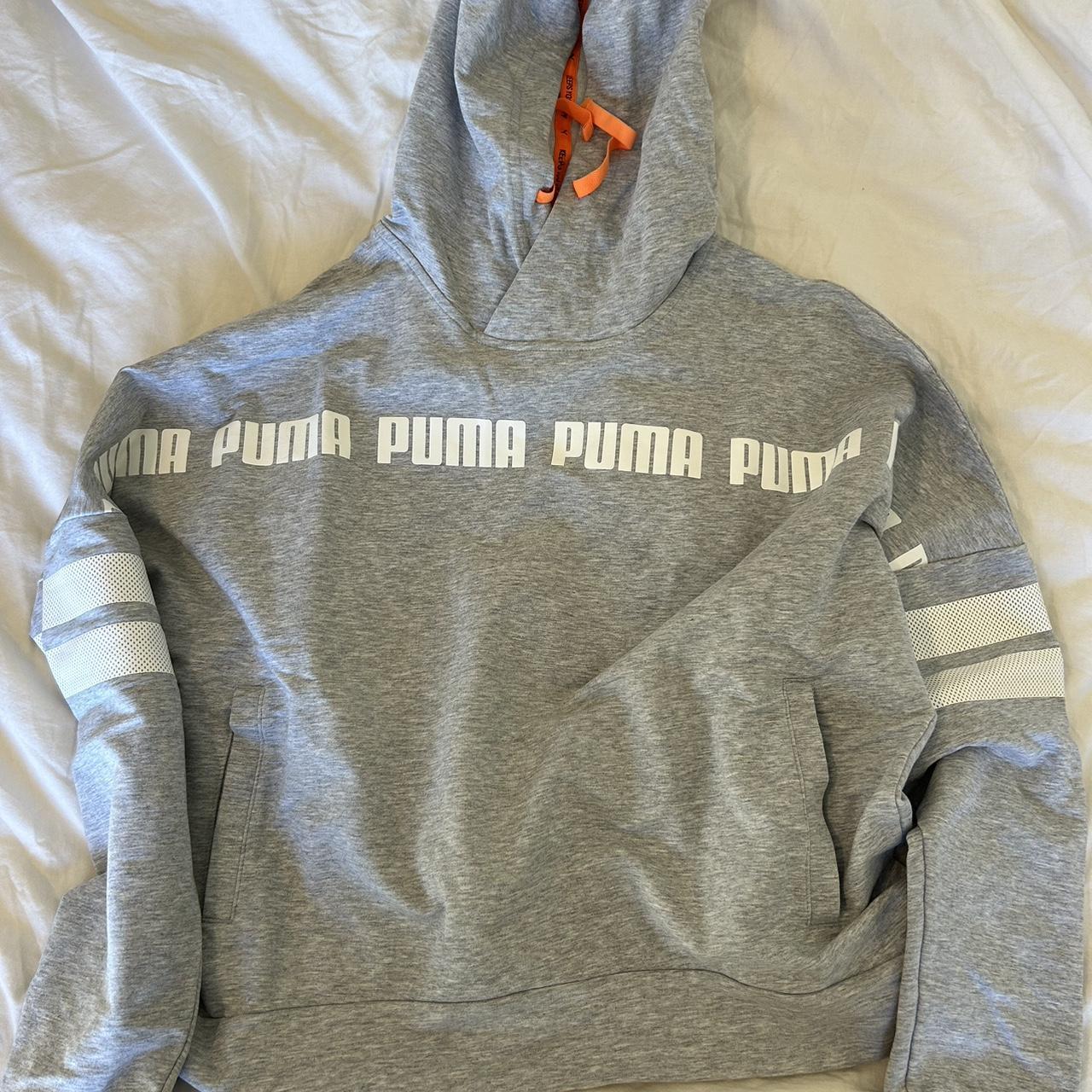 PUMA - grey hoodie, size 10 - Depop
