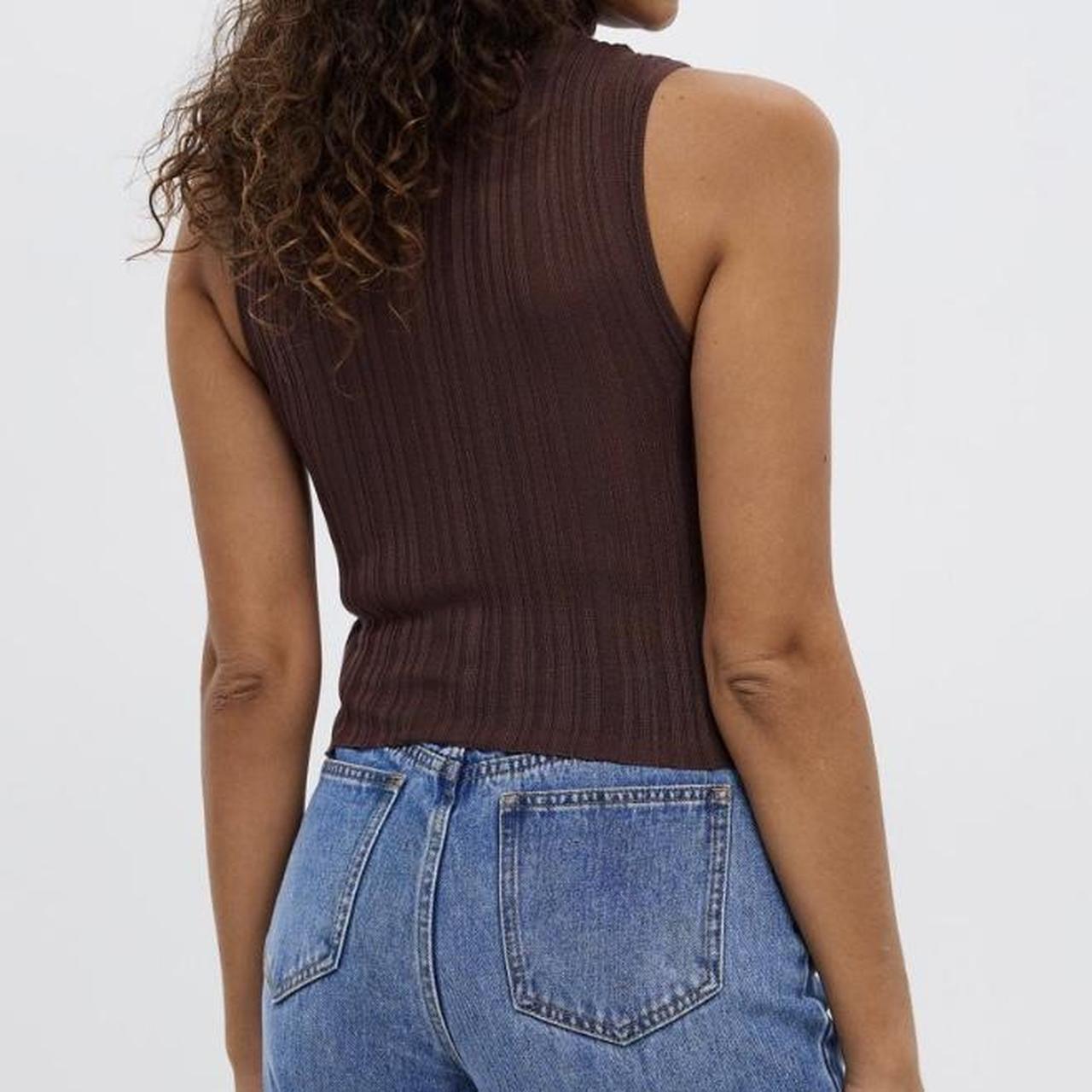 AERE Variegated Rib Top in brown worn a few times... - Depop