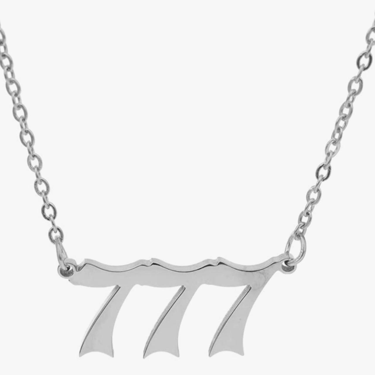 777 Angel Number Necklaces Stainless steel, non... - Depop