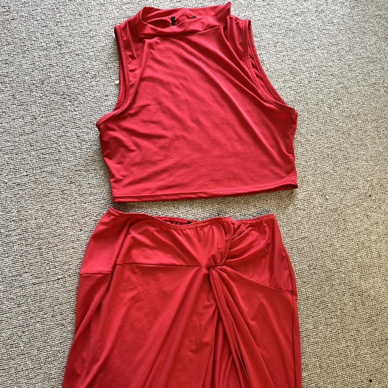 Red Two Piece / Red Set / Red long skirt with top / - Depop