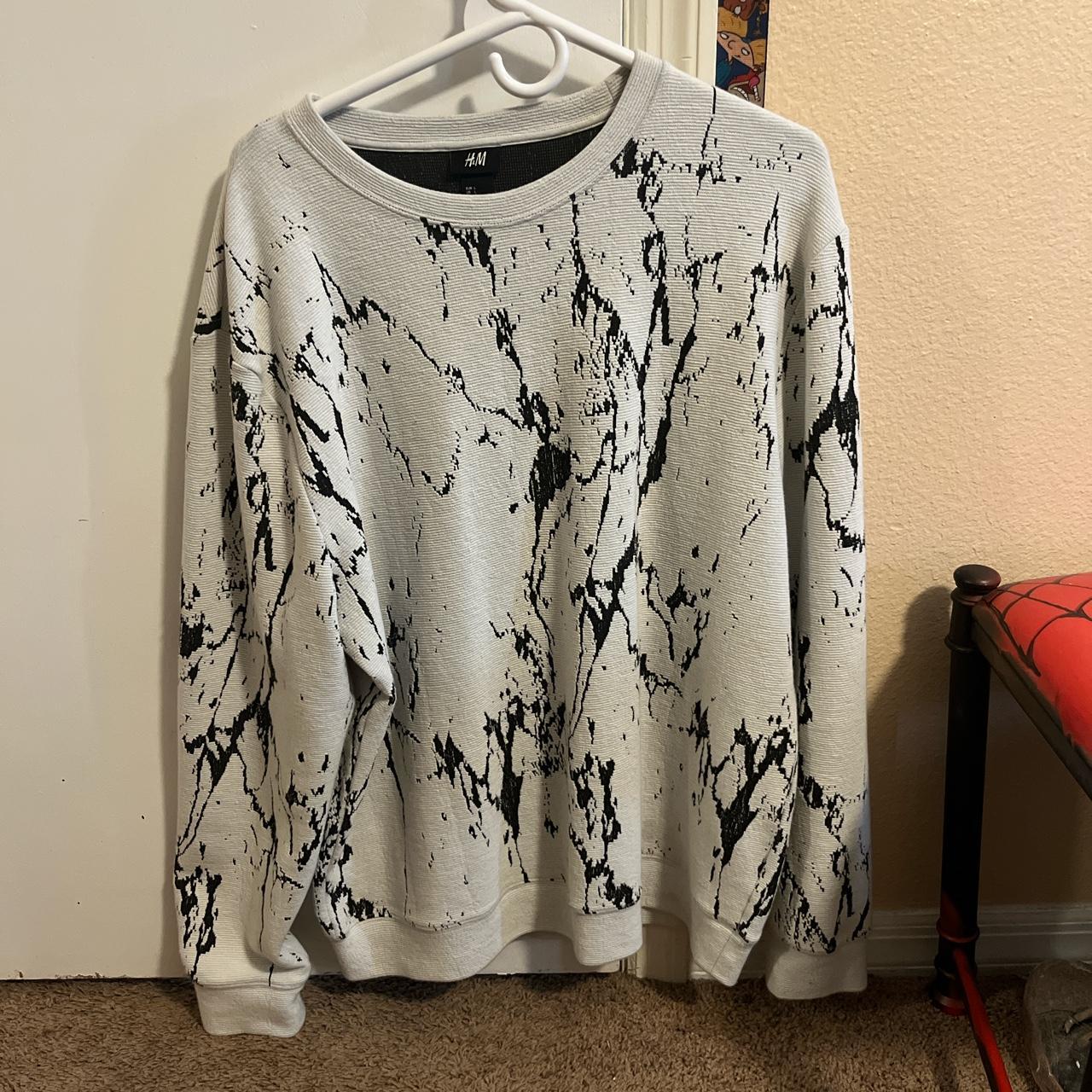 Large white with black design sweater - Depop