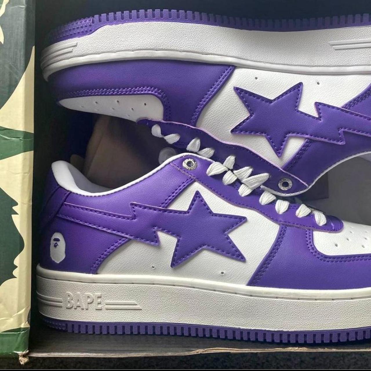 a bathing ape purple bapestas mens 11 good... - Depop