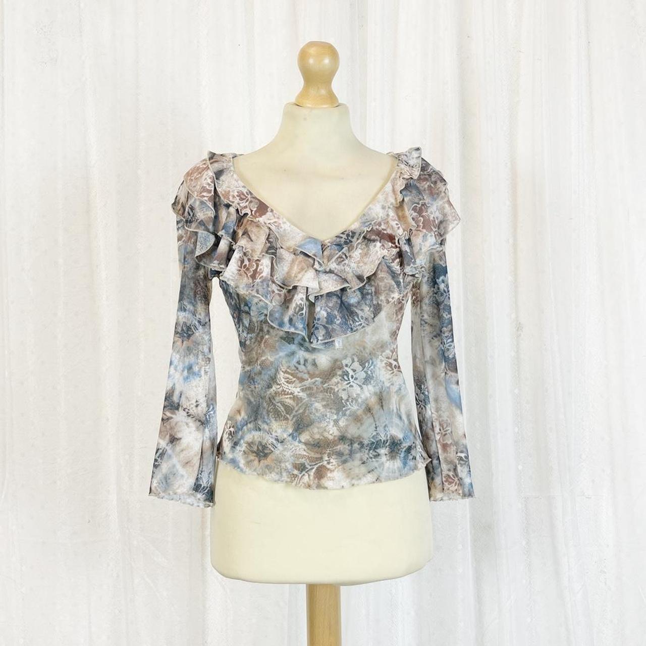 y2k mesh top y2k vintage fairy mesh ruffle top 🧚‍♀️... - Depop