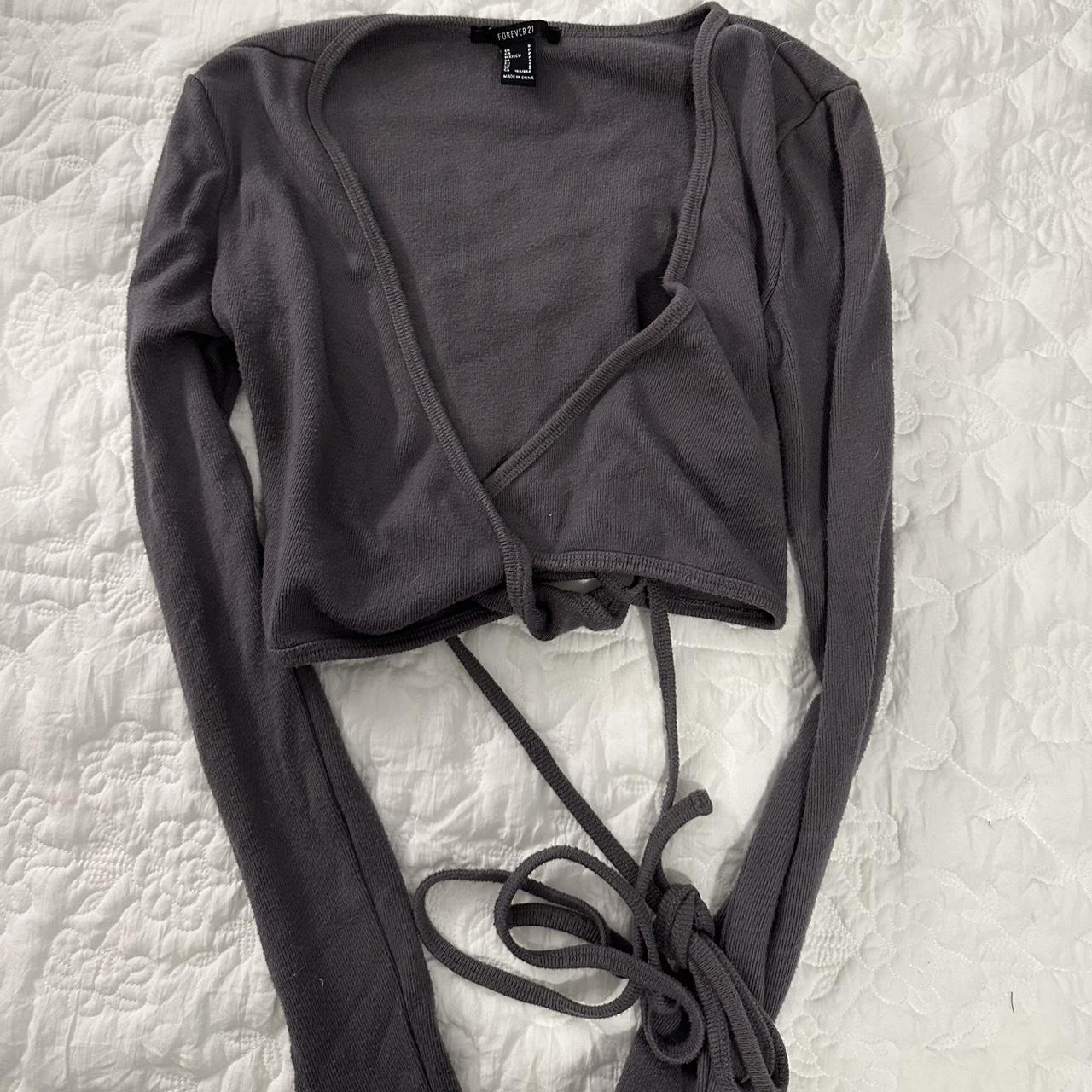 Forever 21 grey wrap top Perfect for... | Depop