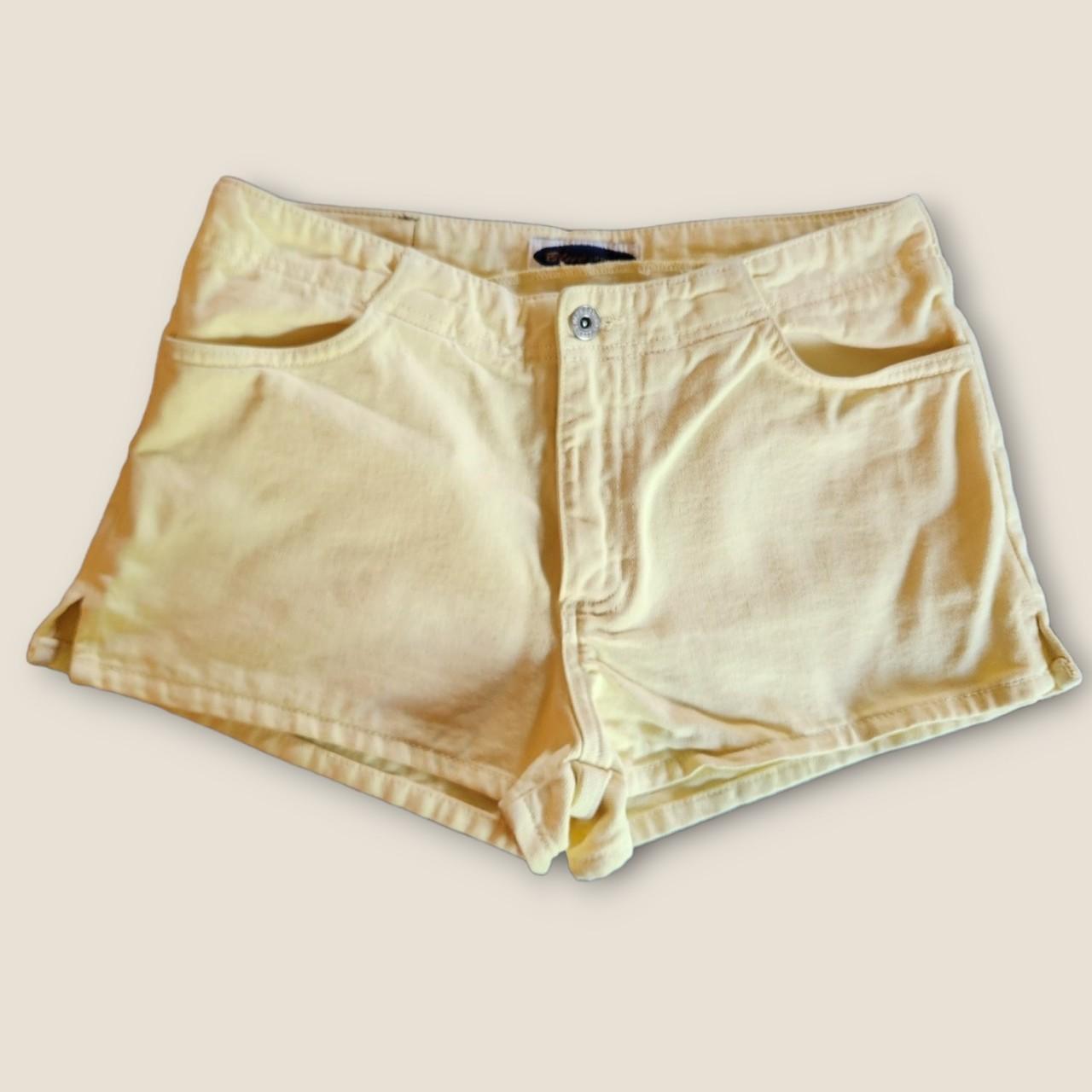 Yellow denim shortie shorts 🌼 Vintage Y2k early... - Depop