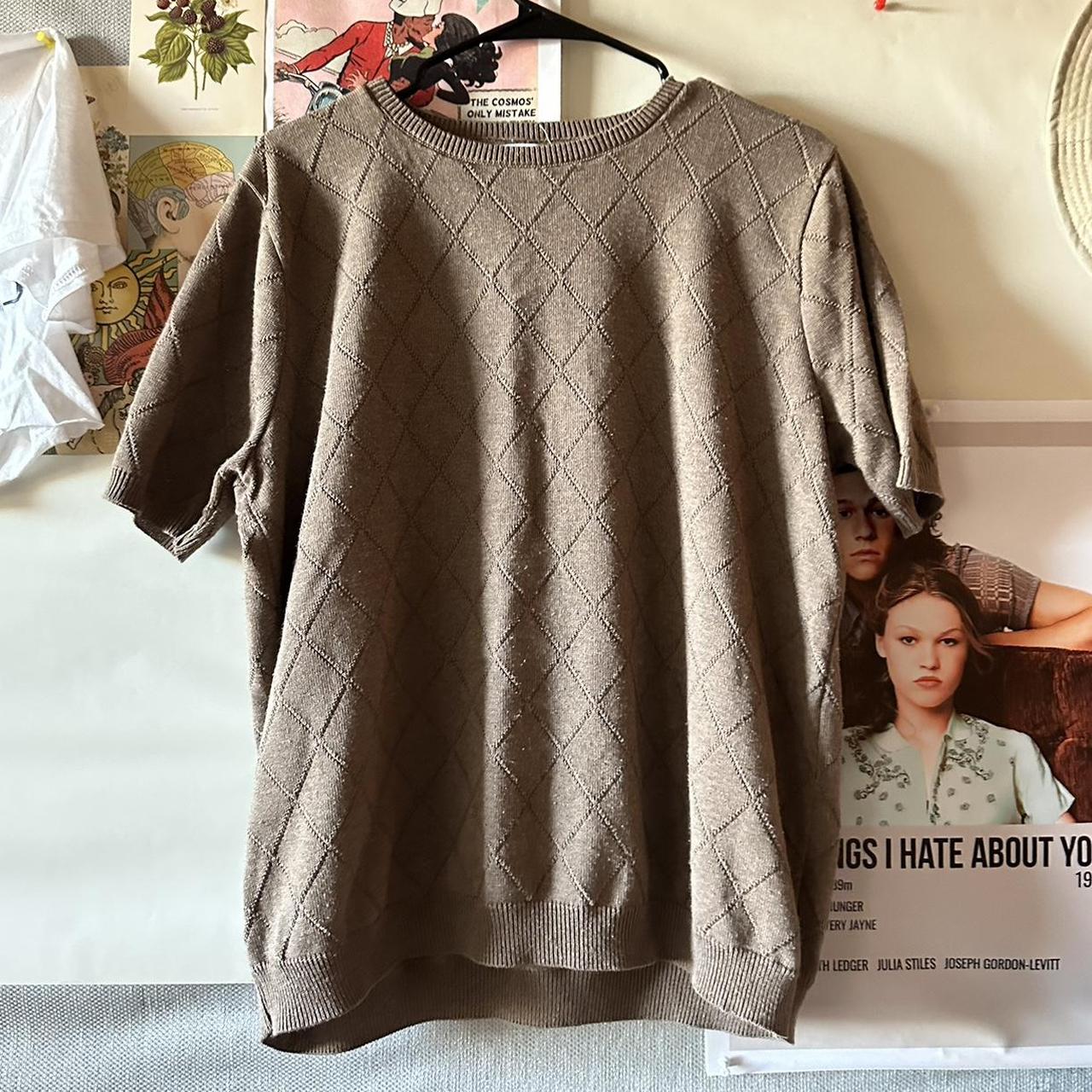 -Brown Alfred Dunner shirt/vest -Fits like... - Depop