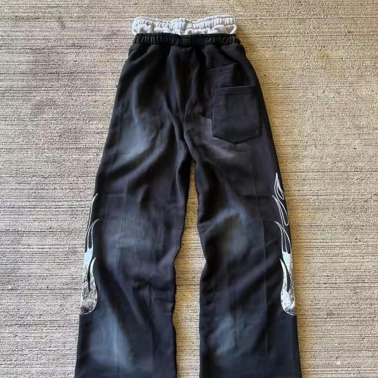 Y2K Embroidered 'KASH' Graffiti Patch Joggers Step... | Depop