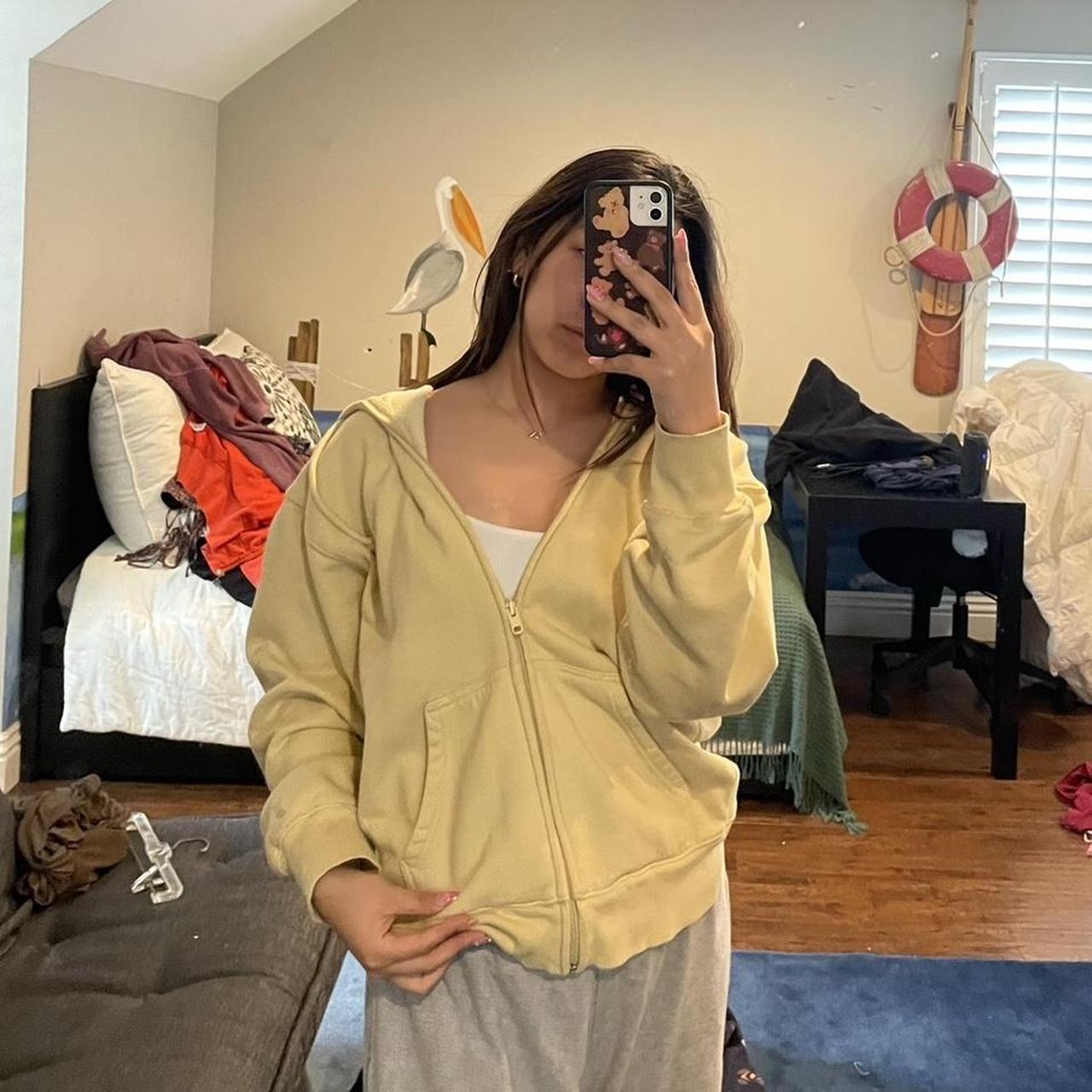 aritzia (tna) yellow jacket size small, but fits... - Depop