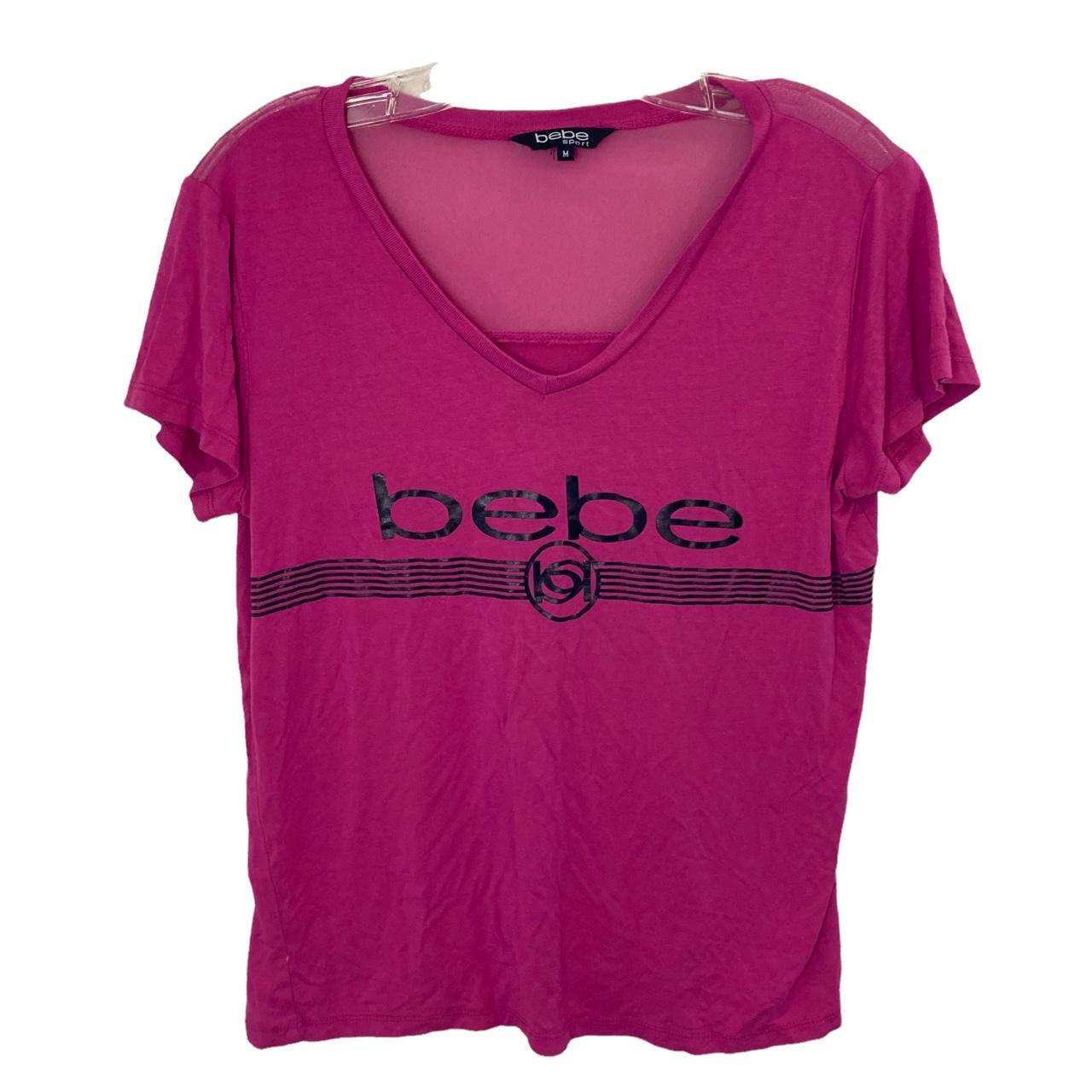 Y2K Bebe Tee in bright Pink Color with logo across... - Depop