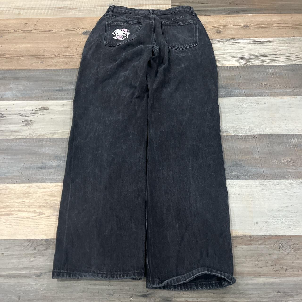 Vintage y2k custom hello kitty faded black baggy... - Depop