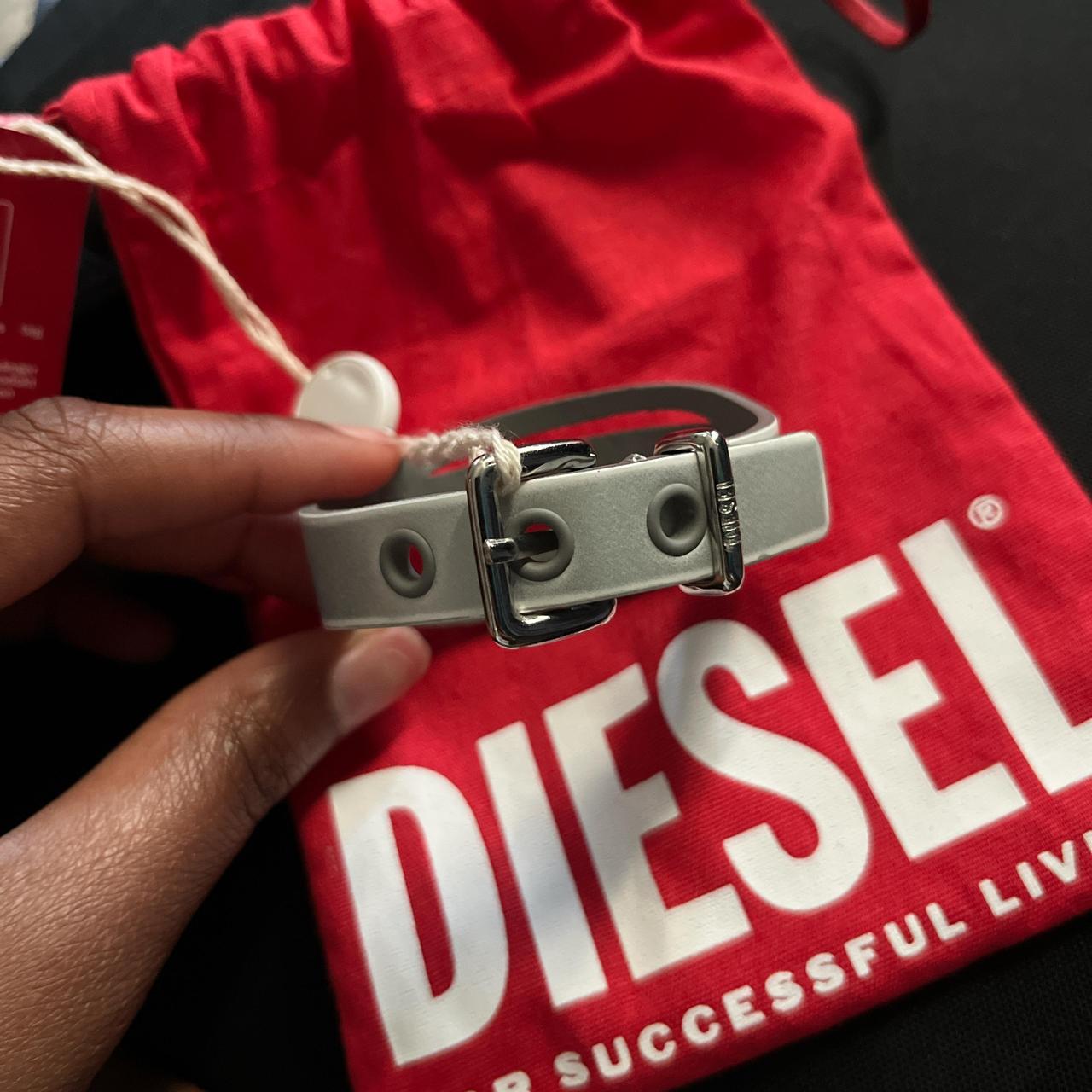 Silver Diesel Bracelet - Depop
