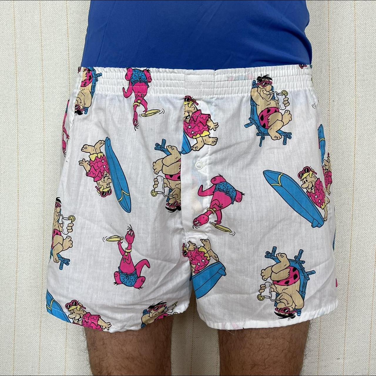 80's Flintstones All Over Print Hanes Boxer Shorts... - Depop