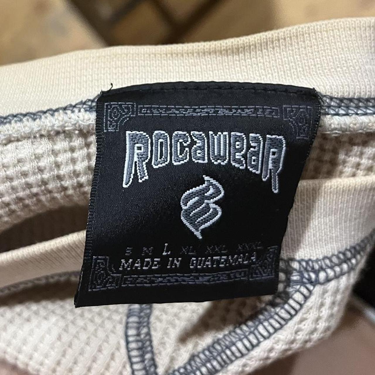 90's Rocawear Thermal Embroidered Logo Shirt Size... - Depop