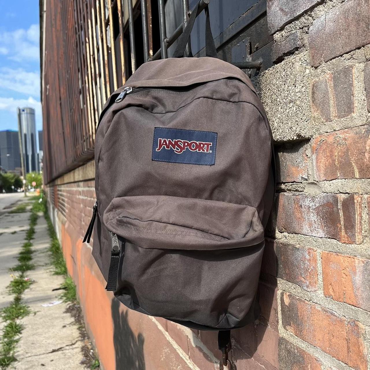 Sunfaded Jansport Backpack Faded Charcoal gray... - Depop