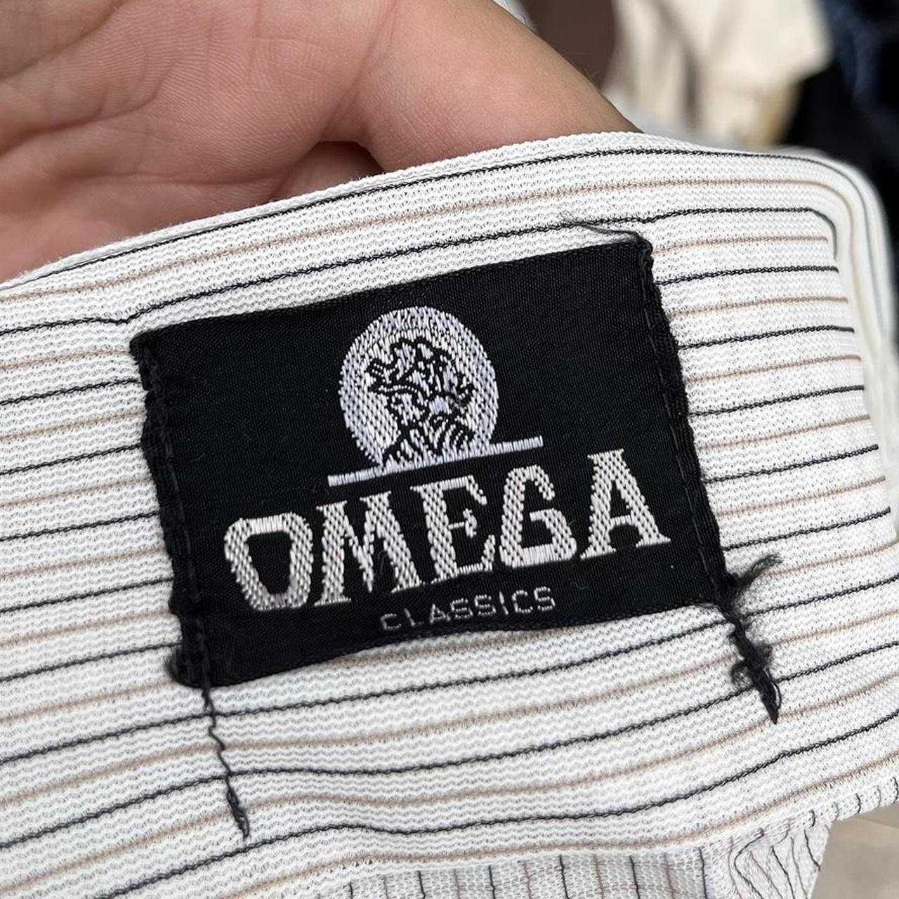 70's Omega Striped Grid Silky Soft Nylon / Polyester... - Depop