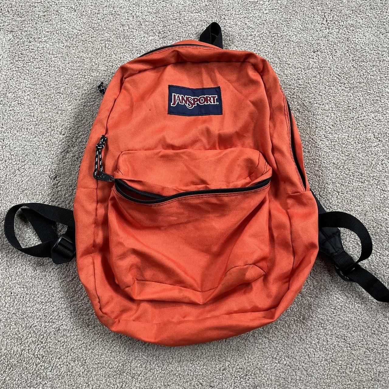 90's Jansport Orange Book Bag Backpack - Depop