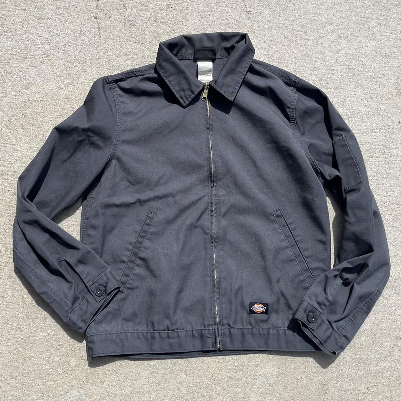 00's Dickies Charcoal Gray Full Zip Up Work Jacket... - Depop