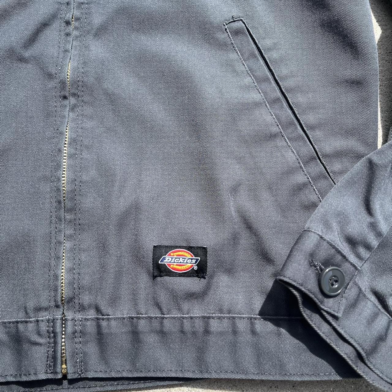 00's Dickies Charcoal Gray Full Zip Up Work Jacket... - Depop